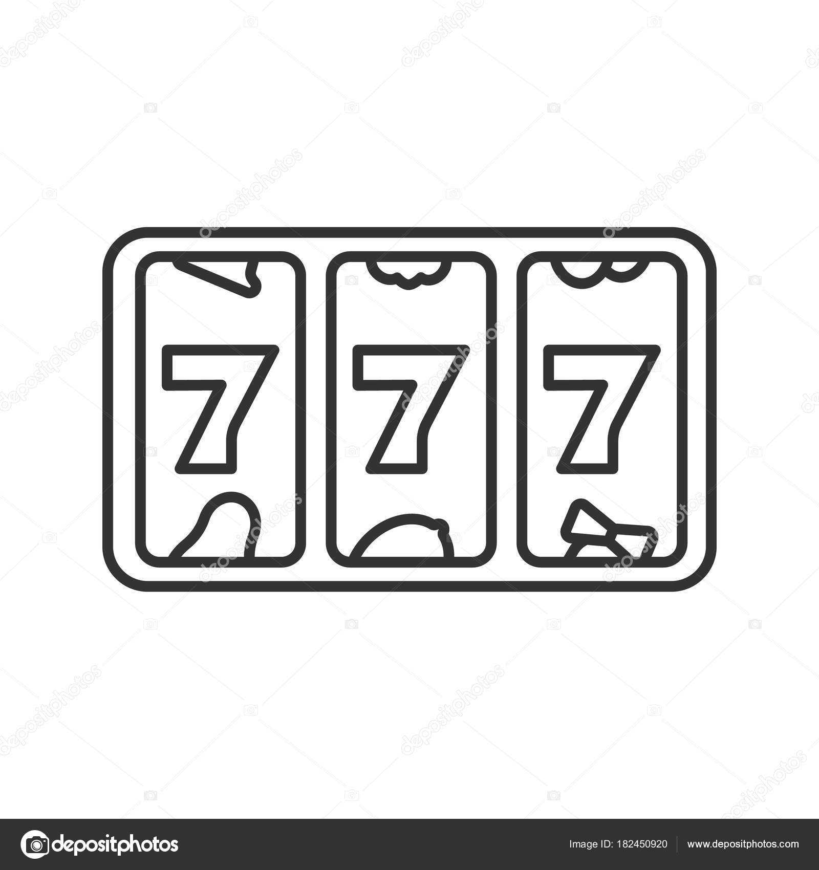 Slot Machine Three Sevens Linear Icon Isolated White Background Stock ...
