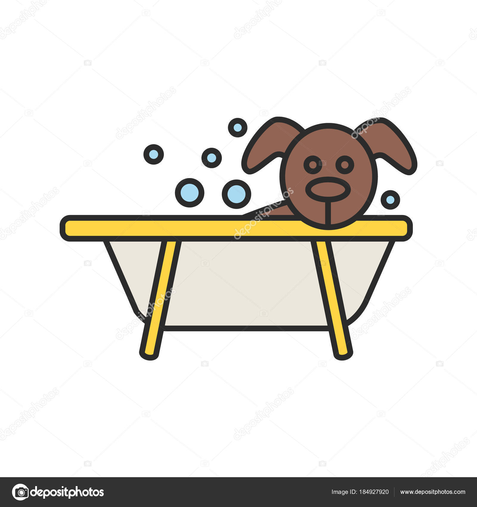 Bathing Dog Color Icon Grooming Service Pets Hygiene Isolated Vector ...