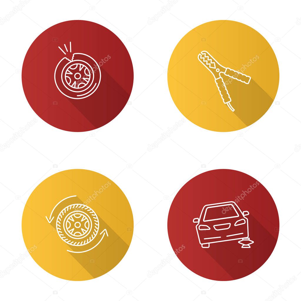 Conjunto de colorido auto taller icono de diseño plano aislado sobre ...