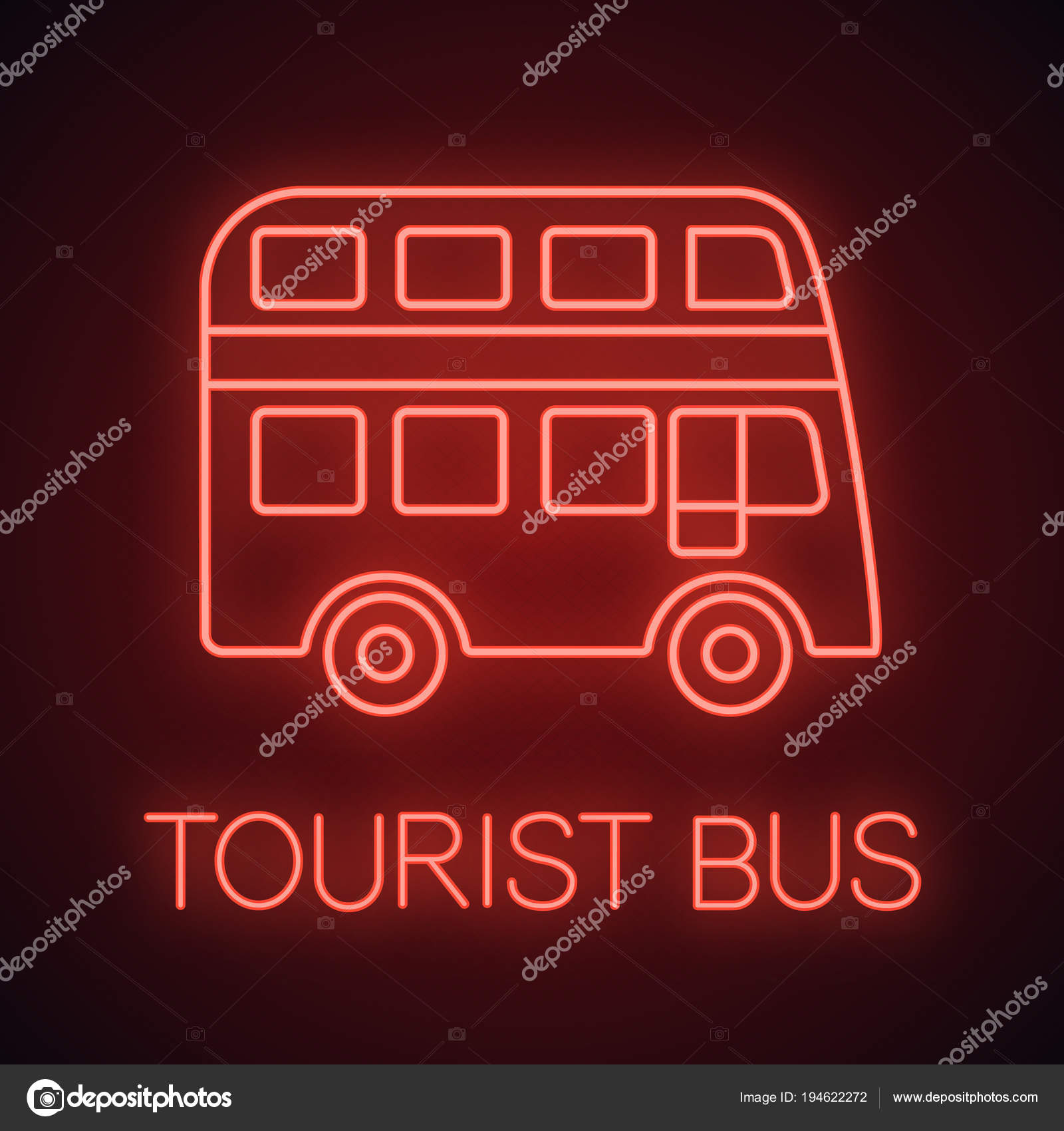 Double Decker Bus Neon Light Icon Glowing Sign Bus Two Stock Vector by ...