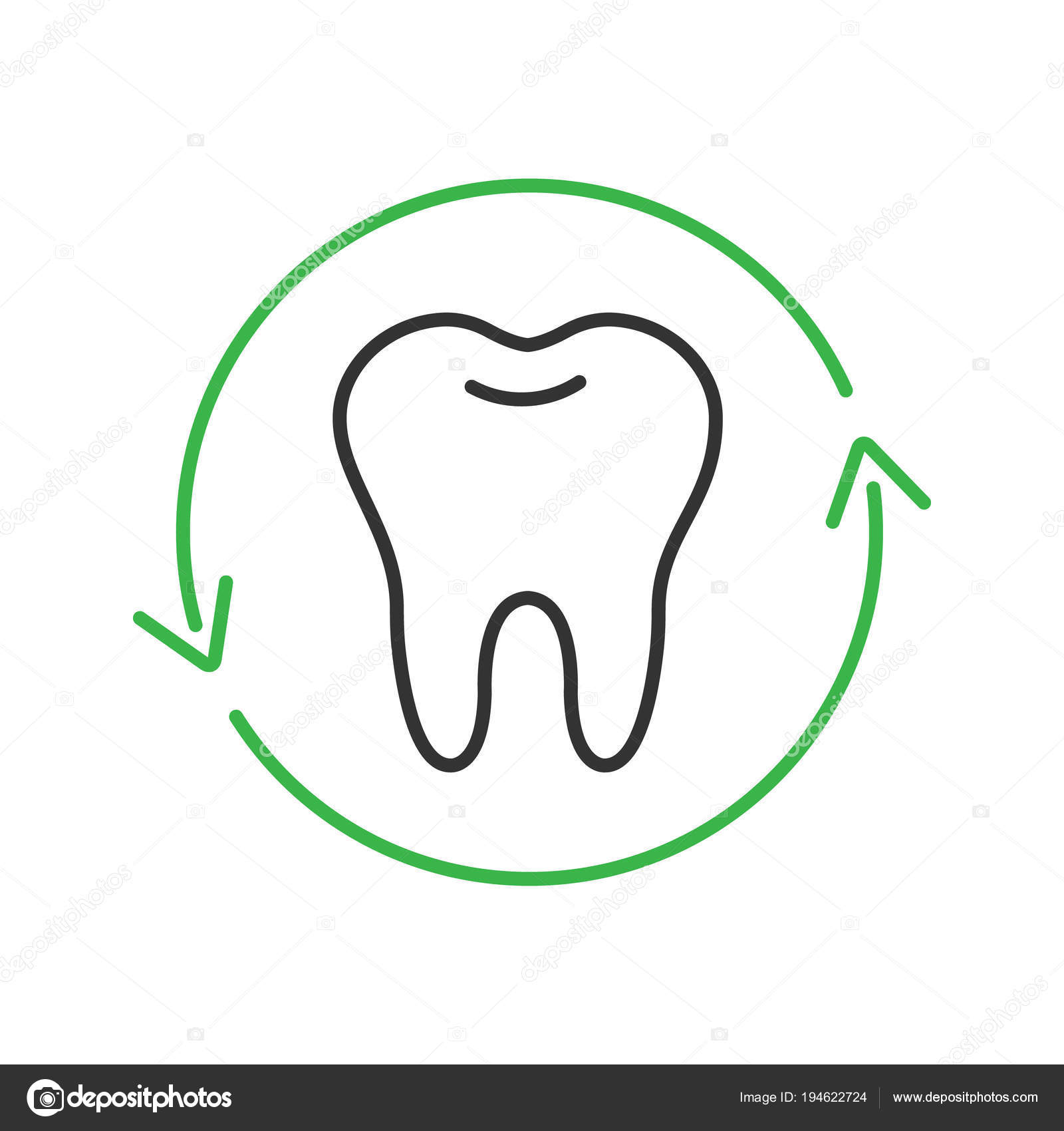 Teeth Restoration Color Icon Dentistry Tooth Circle Arrow Isolated ...