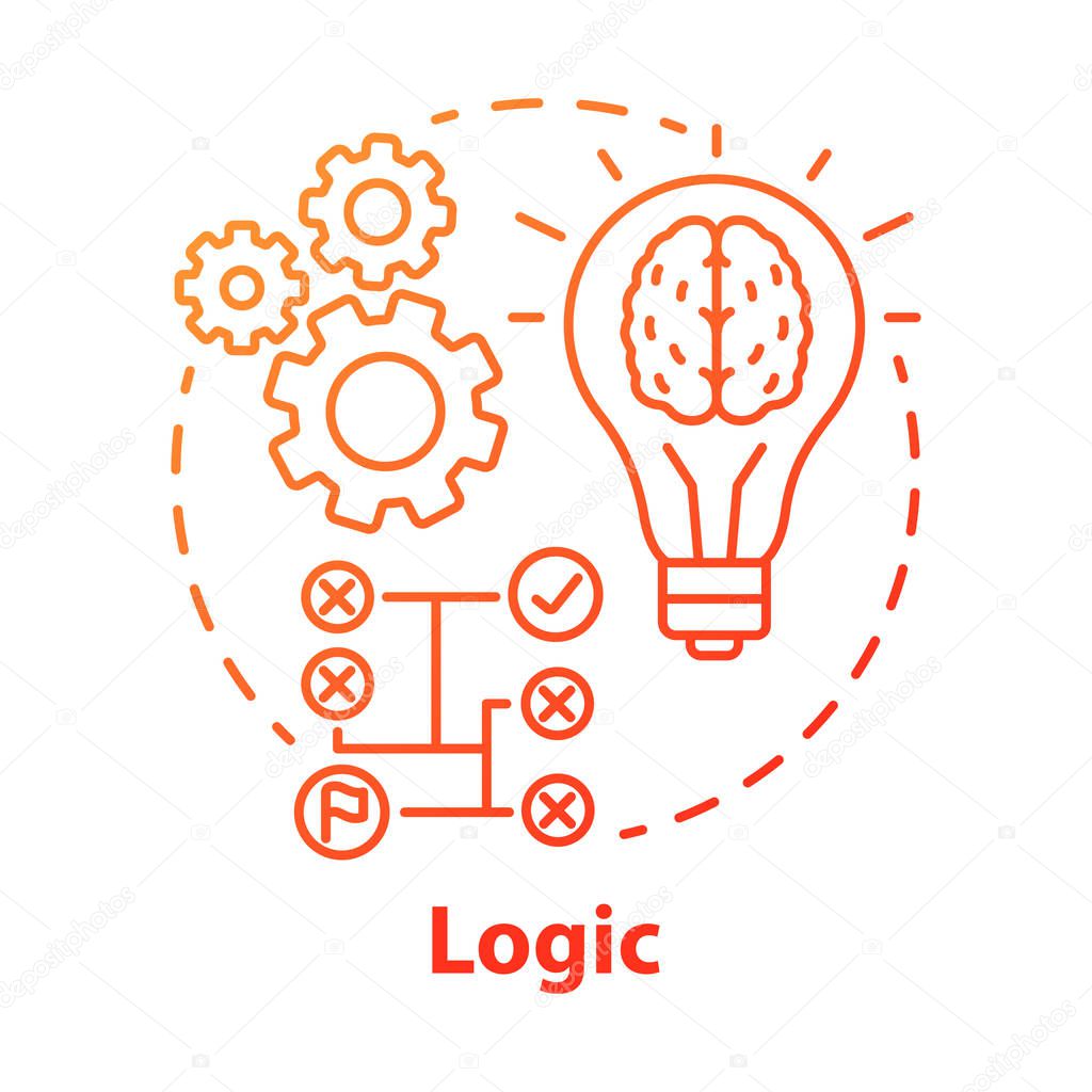 Icono de concepto de gradiente rojo lógico. Proceso de pensamiento ...