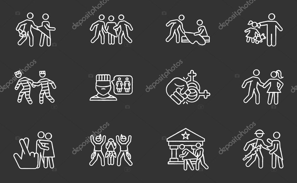 Diferentes Tipos De Violación Tiza Iconos Conjunto Fecha Ley Hijos Y