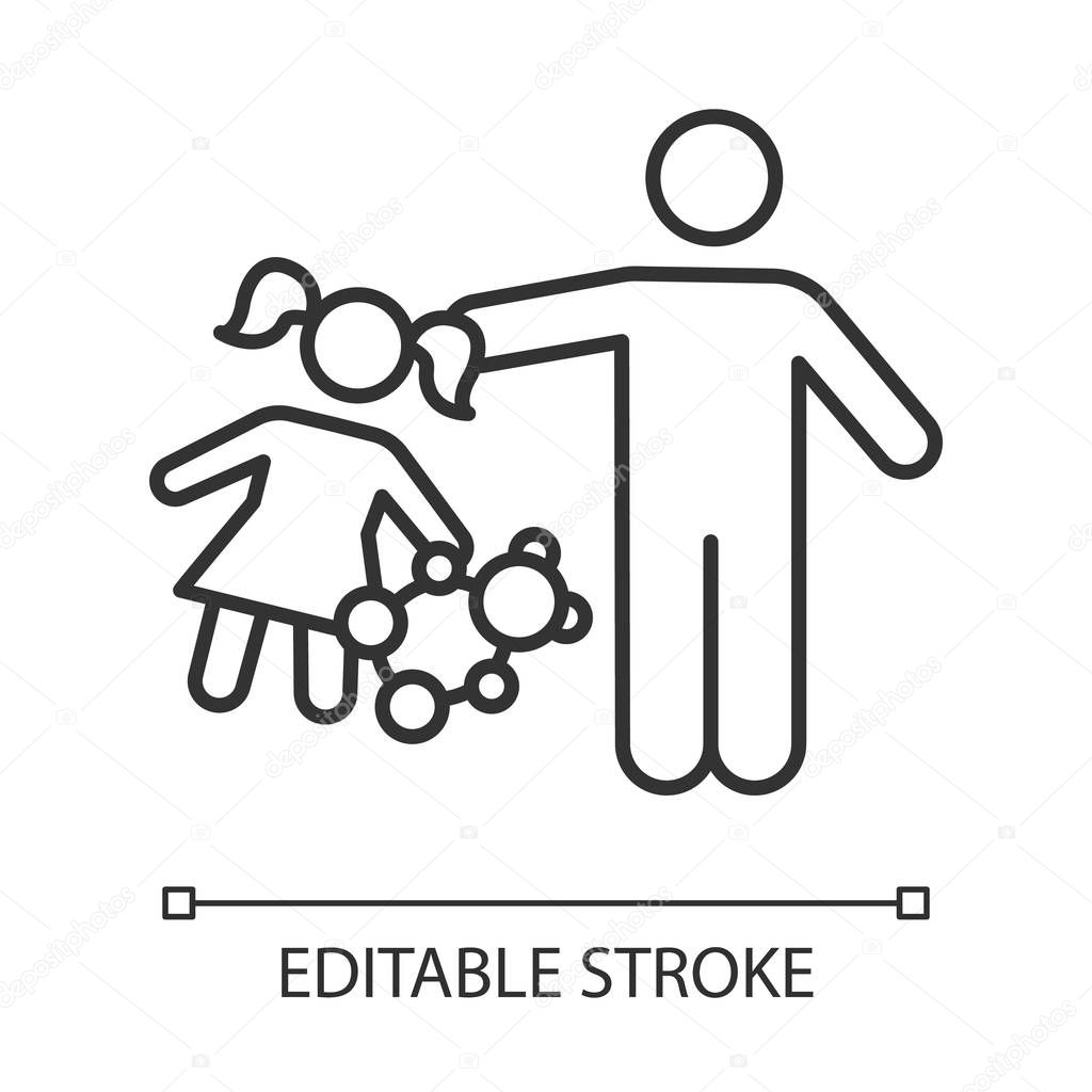 Violación de niños icono lineal. Acoso sexual infantil, abuso ...