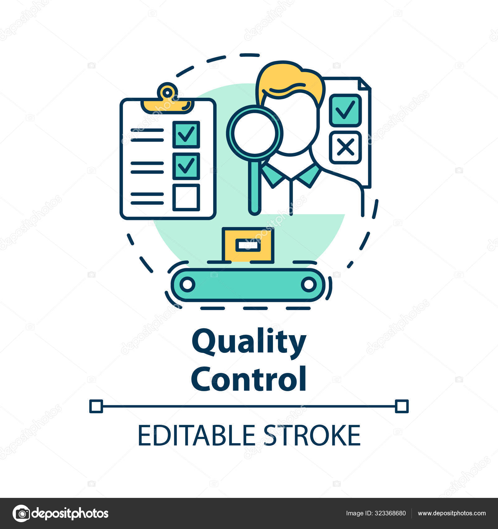 Quality control concept icon. Characteristics monitoring. Check — Stock ...