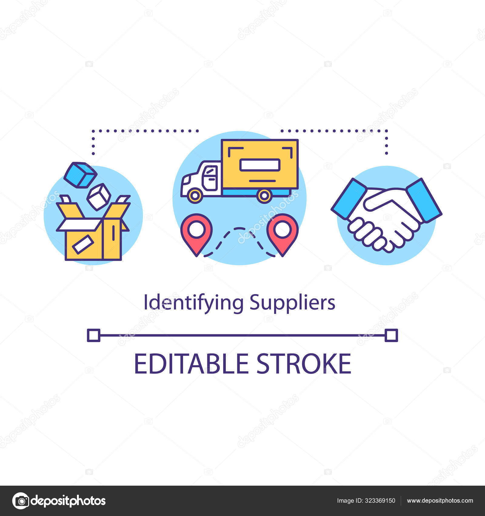 Indentifying suppliers concept icon. Local production system ide ...