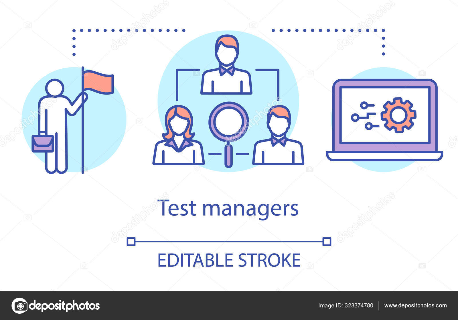 Test managers concept icon. Control and supervision idea thin li Stock ...