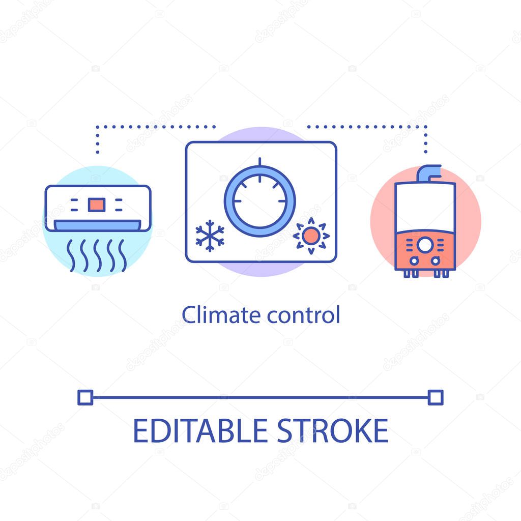 Icono del concepto de control climático. Aire acondicionado y calefacción. Ajuste de la ...