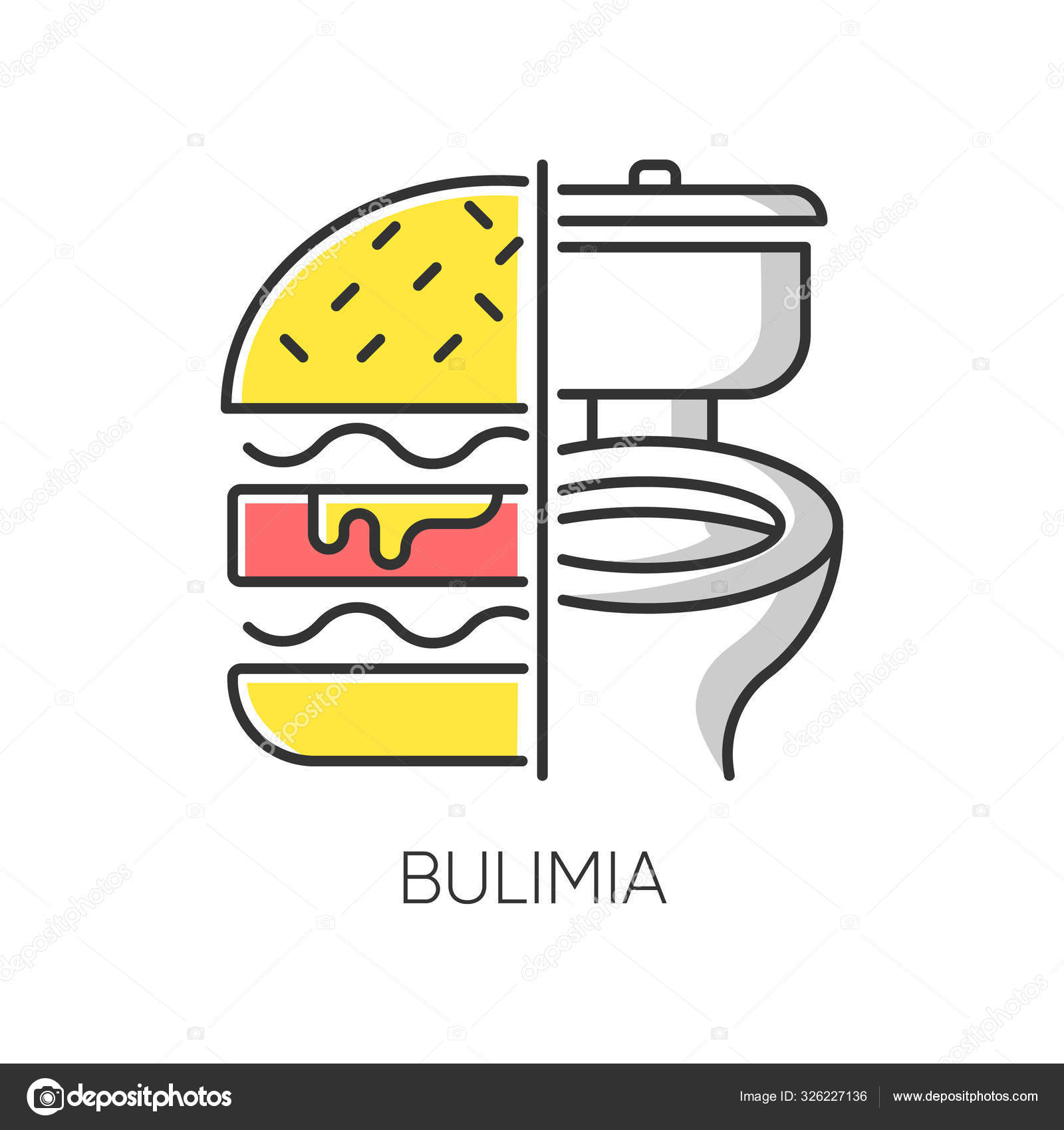 Bulimia Color Icon Eating Disorder Depression Anxiety Vomiting Food ...