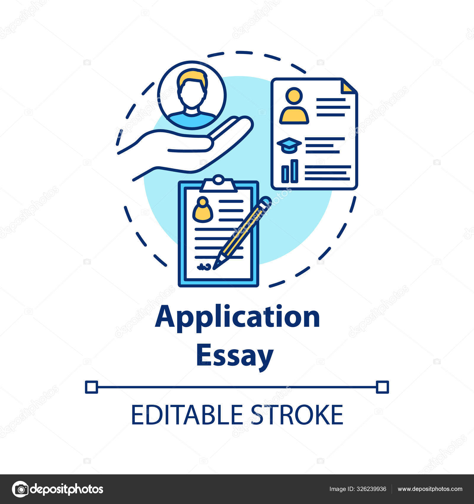 Application Essay Concept Icon Personal Statement Summary Curriculum ...