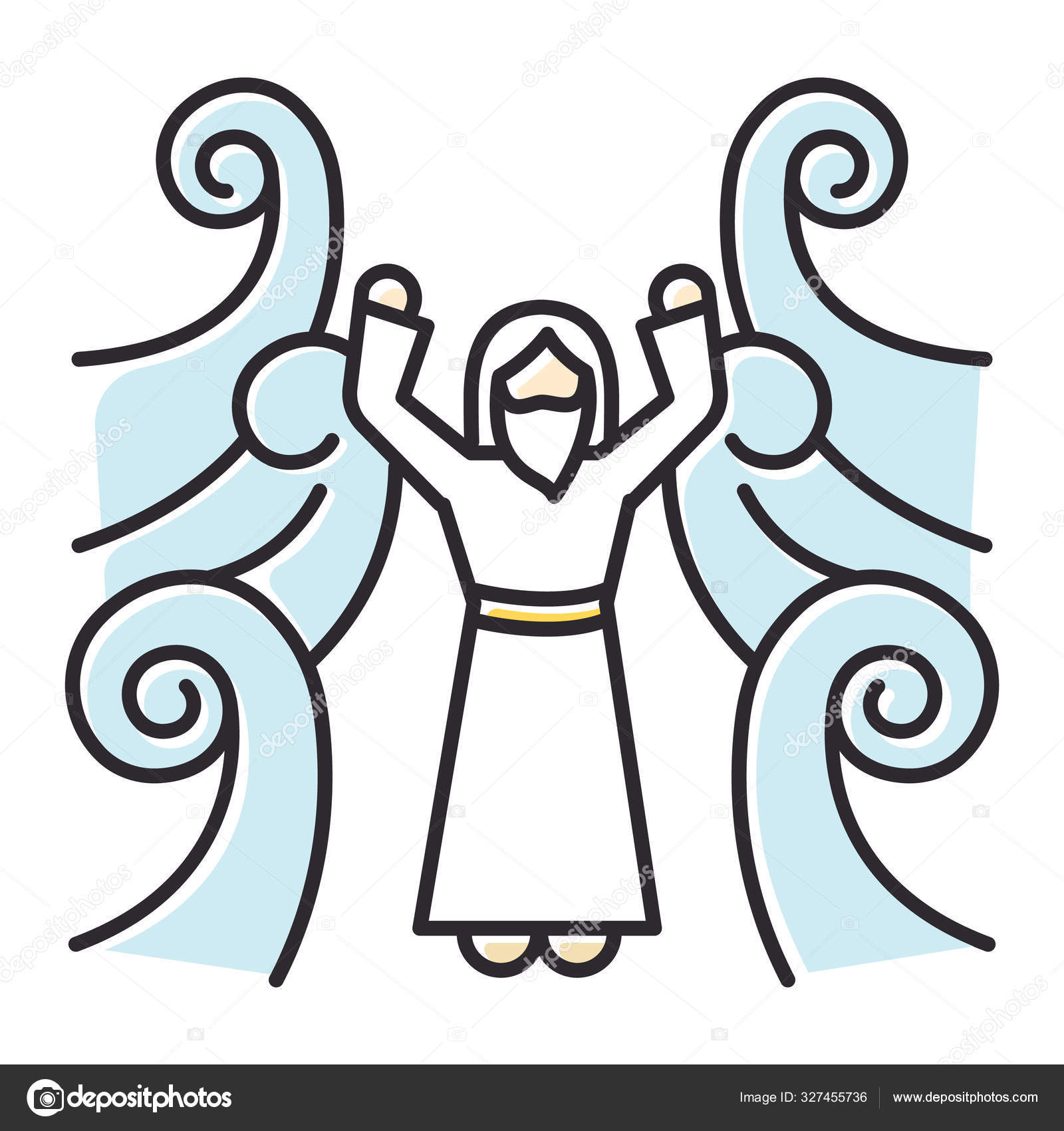 Image vectorielle Traverser Mer Rouge Histoire Biblique Icône Couleur ...