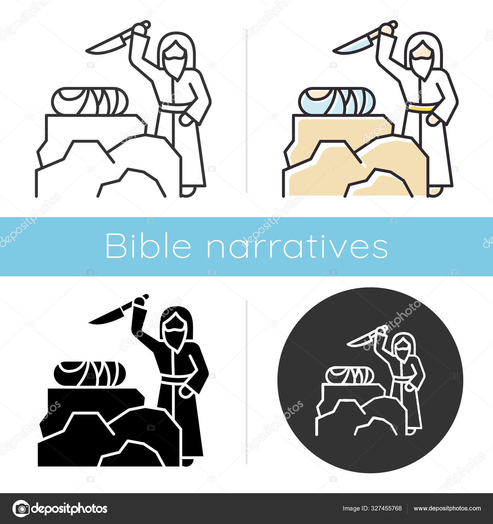 Binding Isaac Icon Hebrew Bible Story Abraham Sacrificing Son Moriah ...