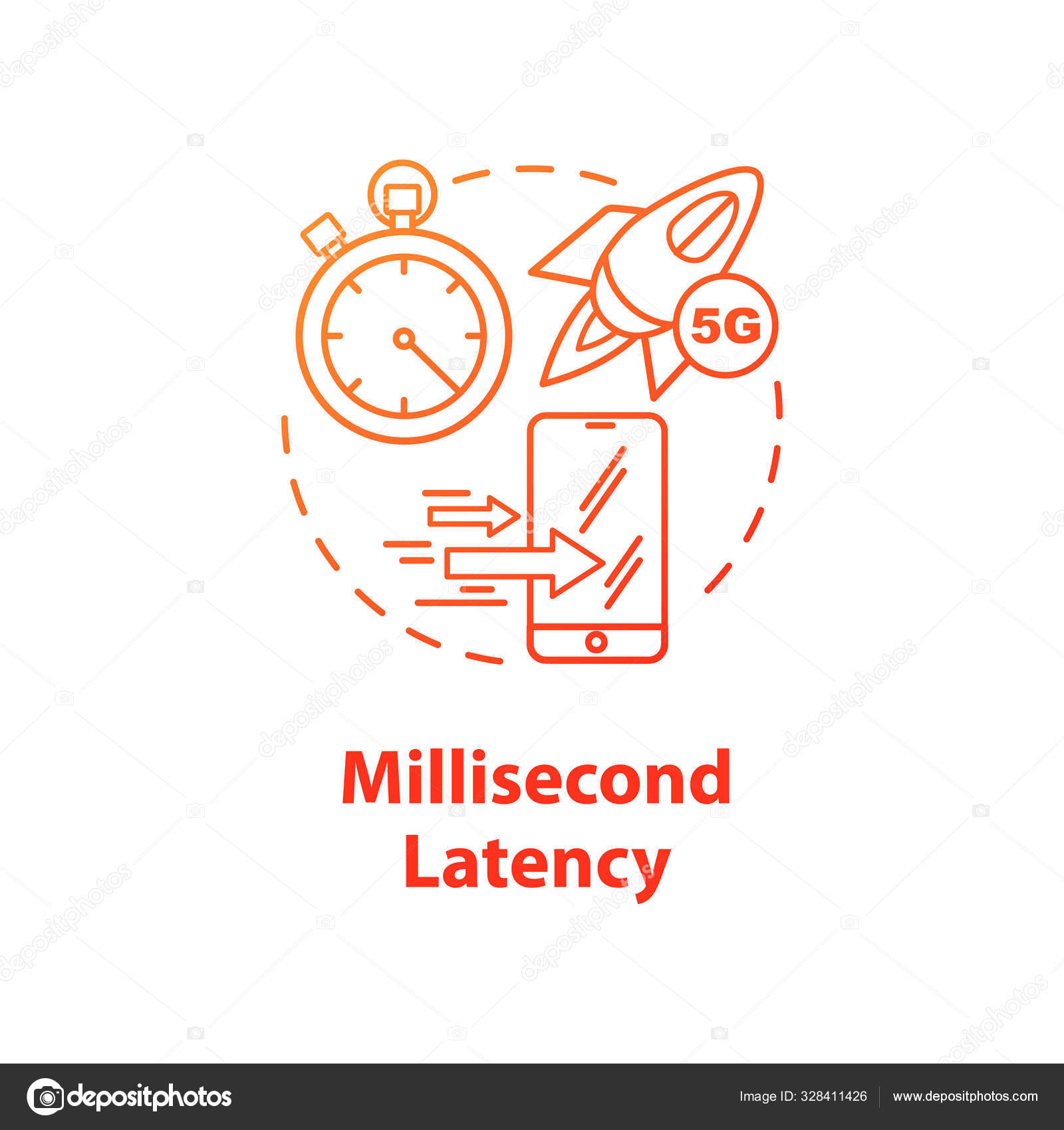 Millisecond latency concept icon. Mobile internet. 5G technologi Stock ...