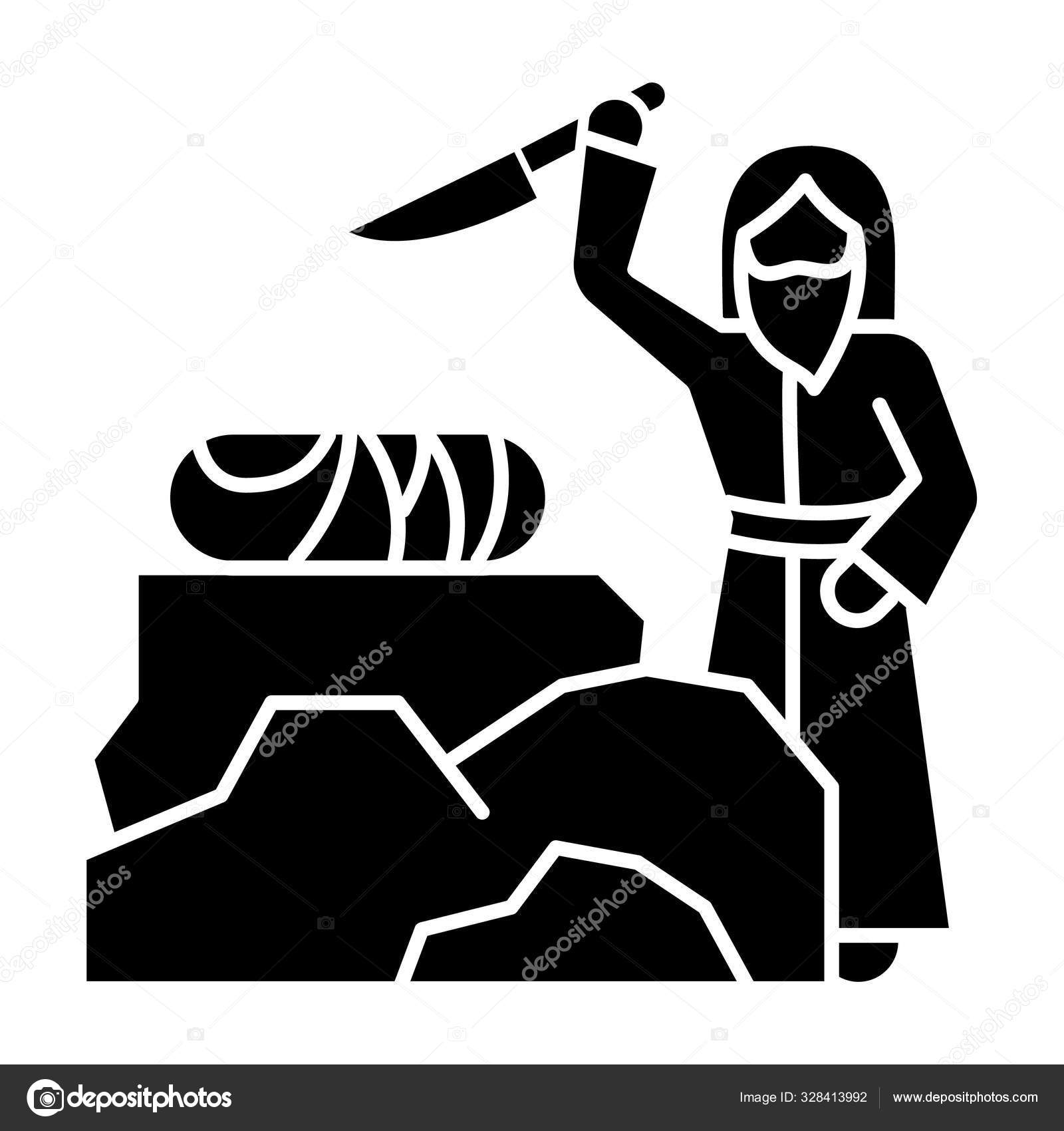 Binding of Isaac glyph icon. Hebrew Bible story. Abraham sacrifi Stock ...