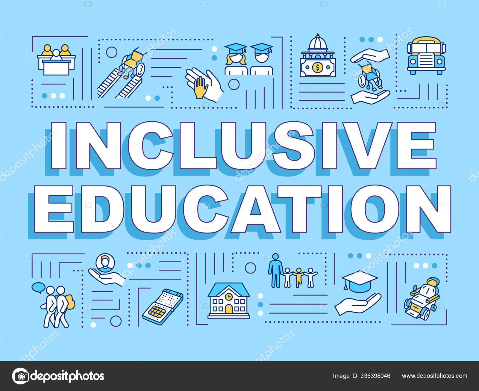 Inclusive education word concepts banner. University program. Pe Stock ...