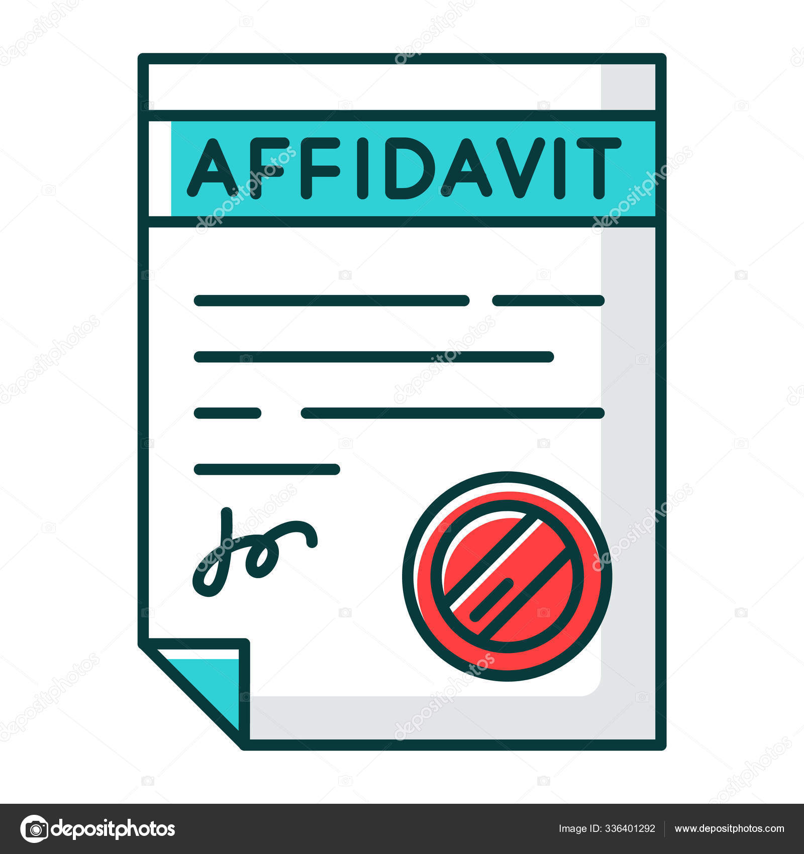 Declaración jurada confirmada icono de color RGB. Documento notarial ...