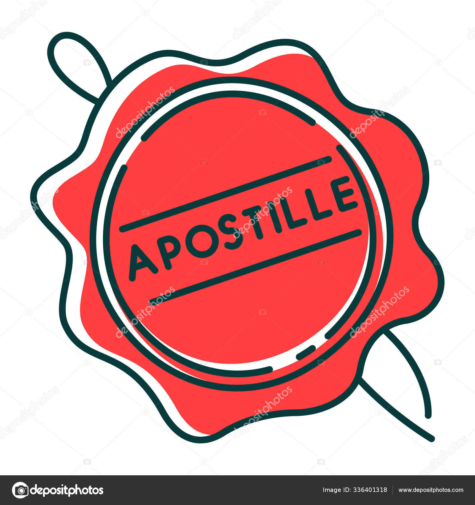 Apostille red wax seal RGB color icon. Notary services stamp mar Stock ...