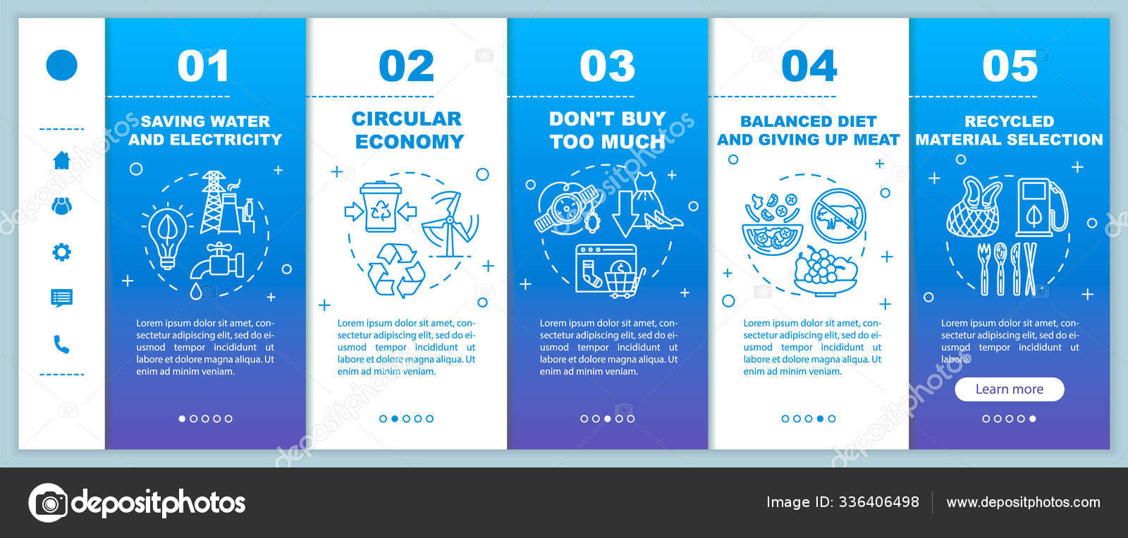 Responsible consumptiononboarding vector template. Recycle and e Stock ...