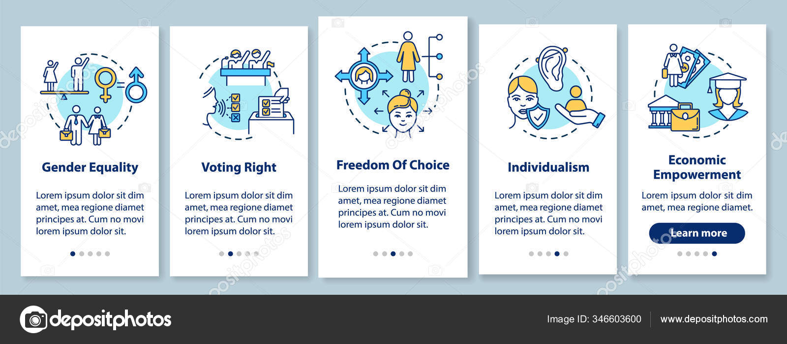 Women Empowerment Onboarding Mobile App Page Screen Concepts Gender ...