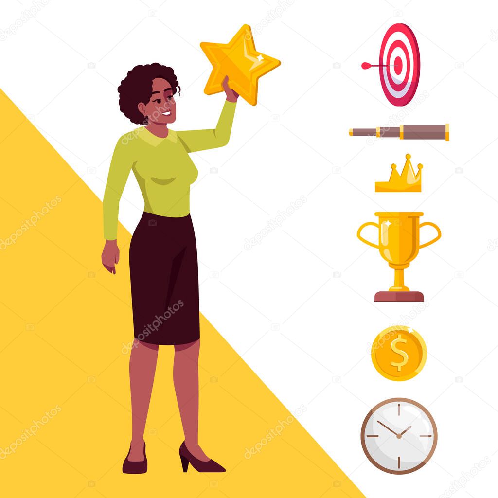 Objetivo de logro semi plana RGB ilustración de vectores de color ...