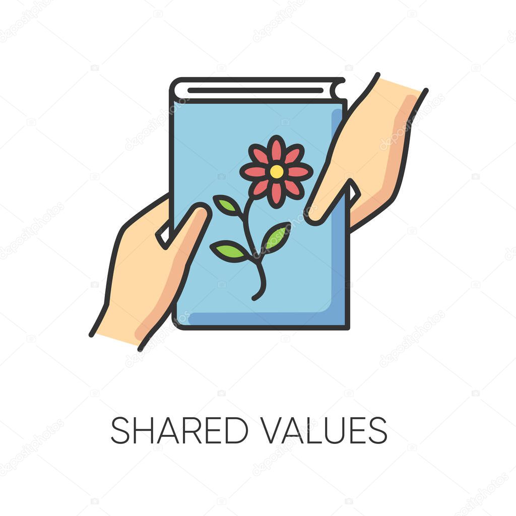 Valores compartidos Icono de color RGB. Intereses comunes, símbolo de ...