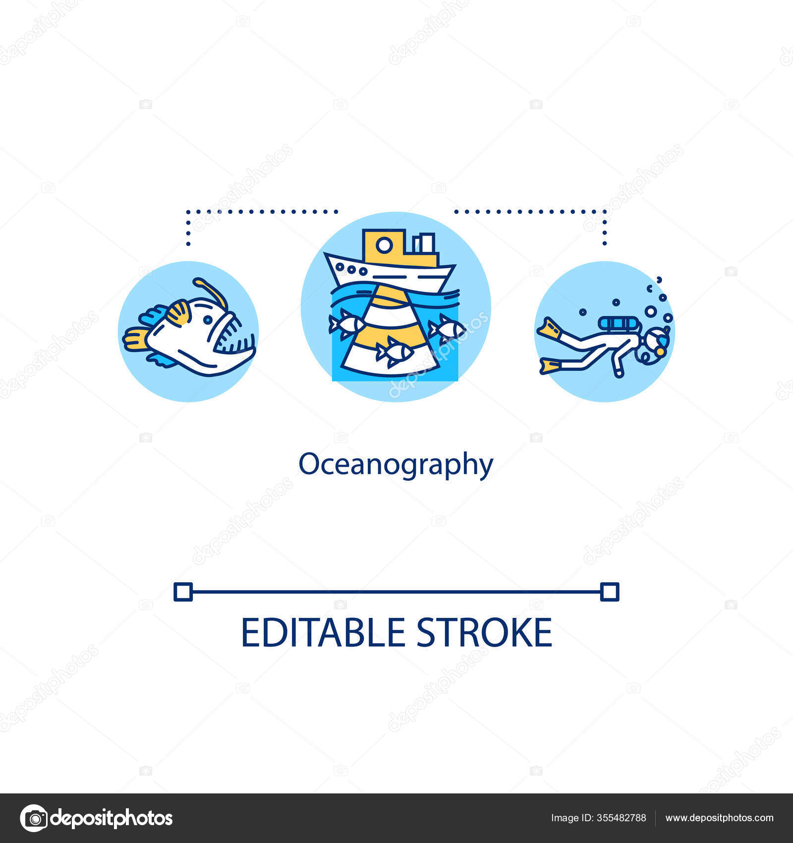 Oceanography Concept Icon Underwater Organism Observation Dive Find ...