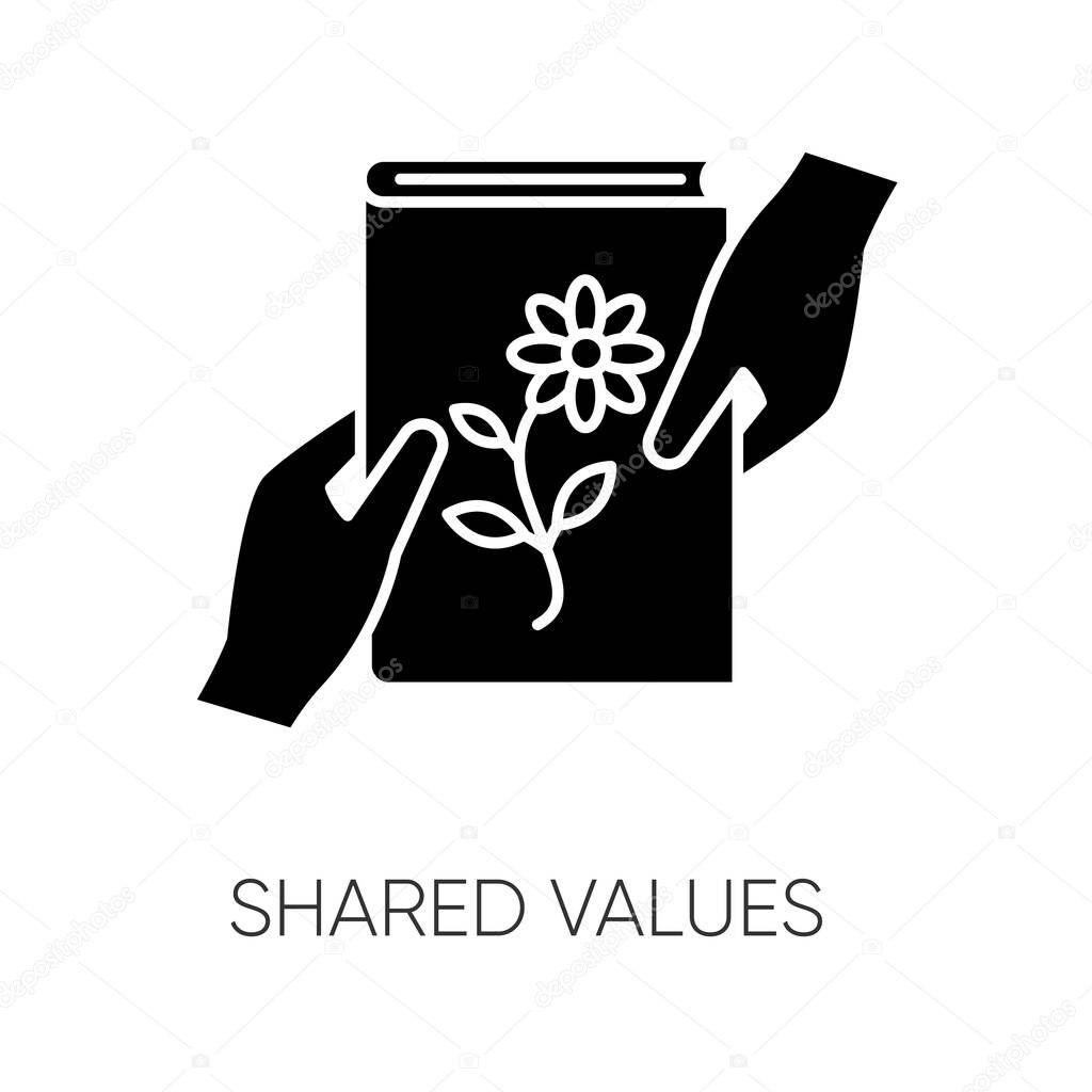 Valores compartidos icono de glifo negro. Intereses comunes, símbolo de ...