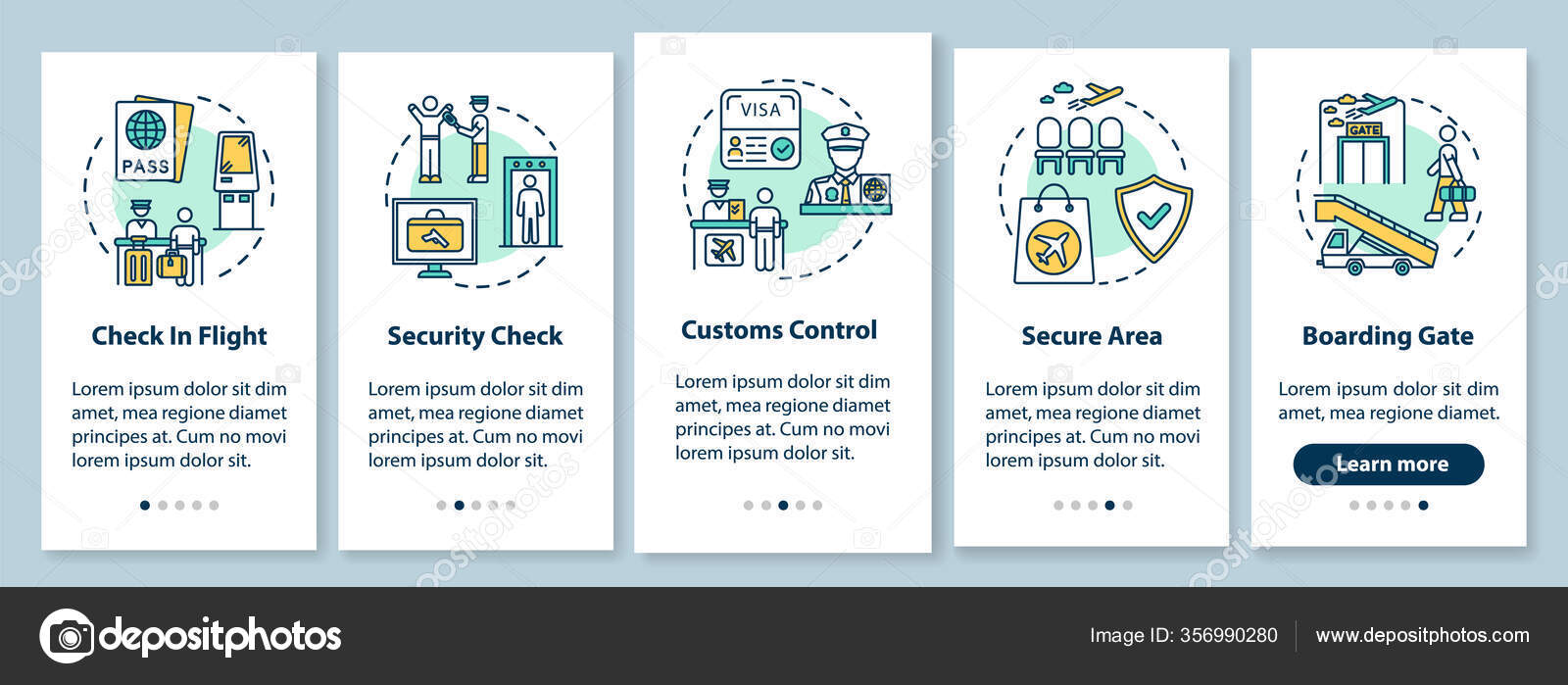 Airport Guide Onboarding Mobile App Page Screen Concepts Commercial ...