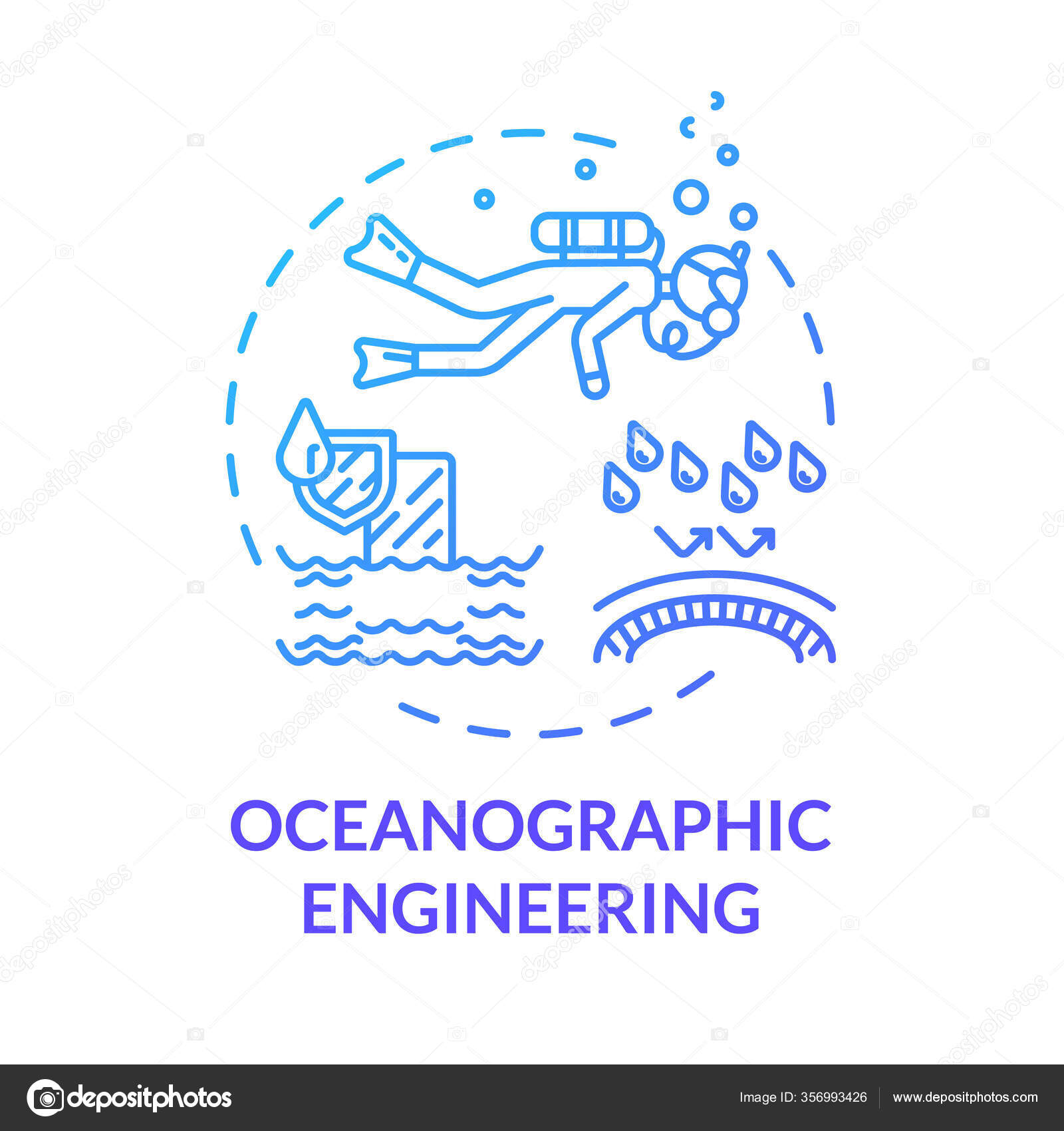 Oceanographic Engineering Blue Concept Icon Exploring Underwater ...