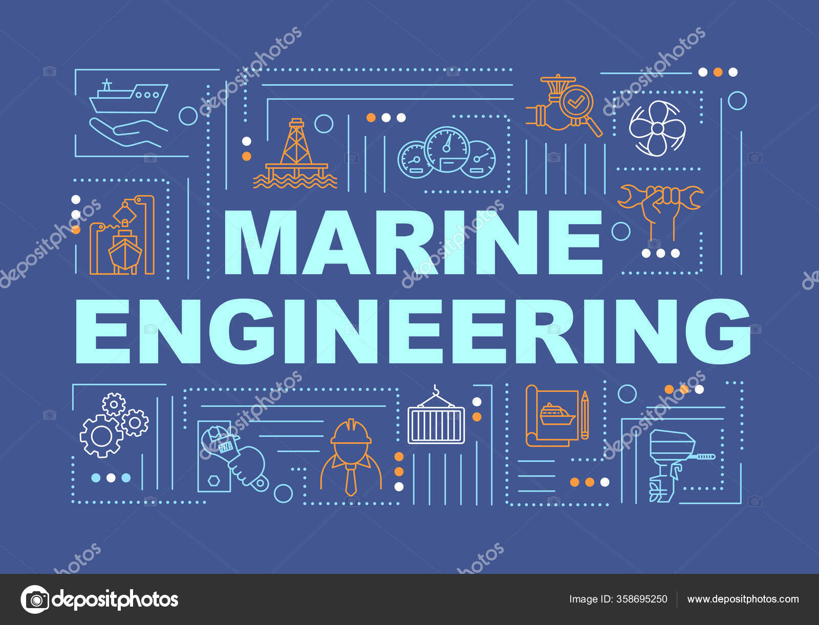Marine Engineering Word Concepts Banner Ship Manufacturing Water Vessel ...