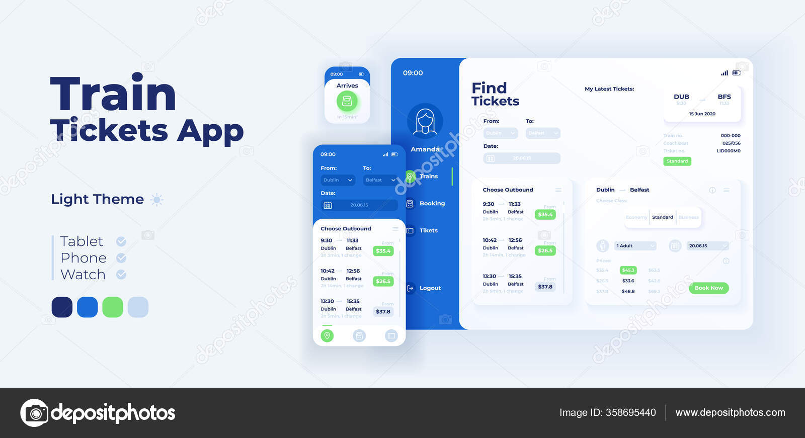 Train Tickets App Screen Vector Adaptive Design Template Internet ...