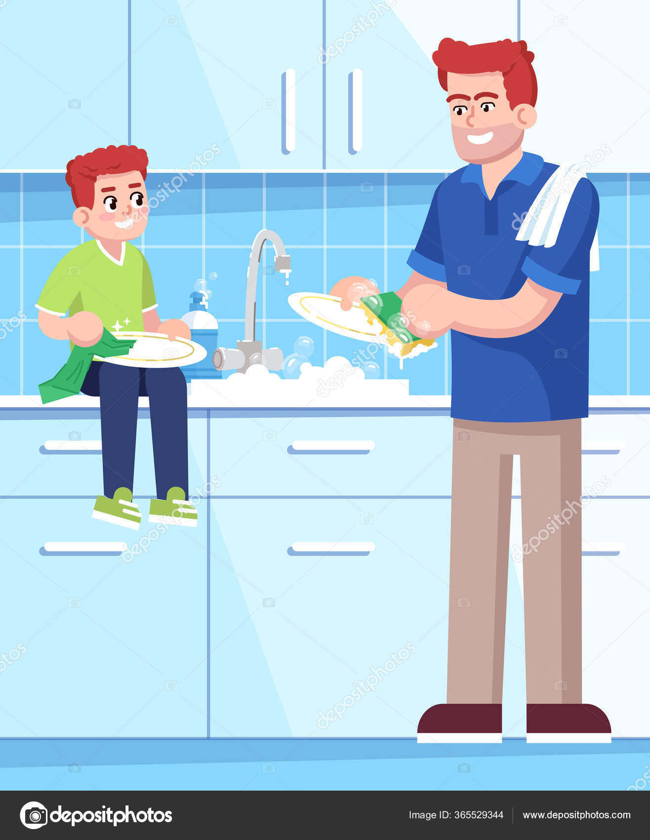 Kids Washing Dishes Clipart