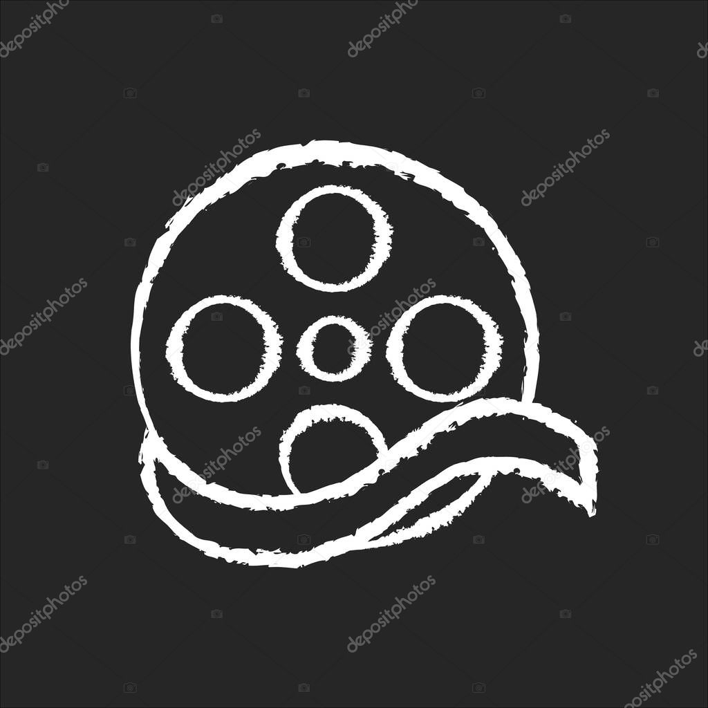 Documental película tiza icono blanco sobre fondo negro. Género de ...