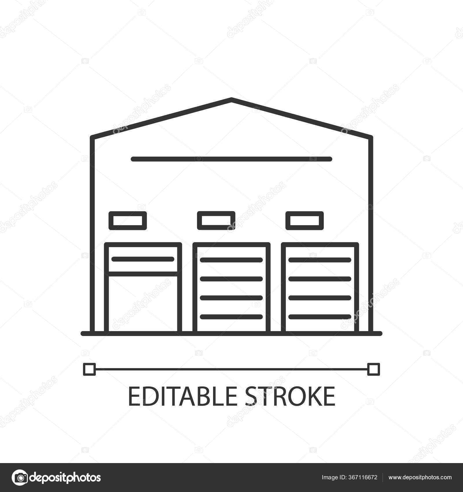 Self Storage Unit Pixel Perfect Linear Icon Industrial Building ...