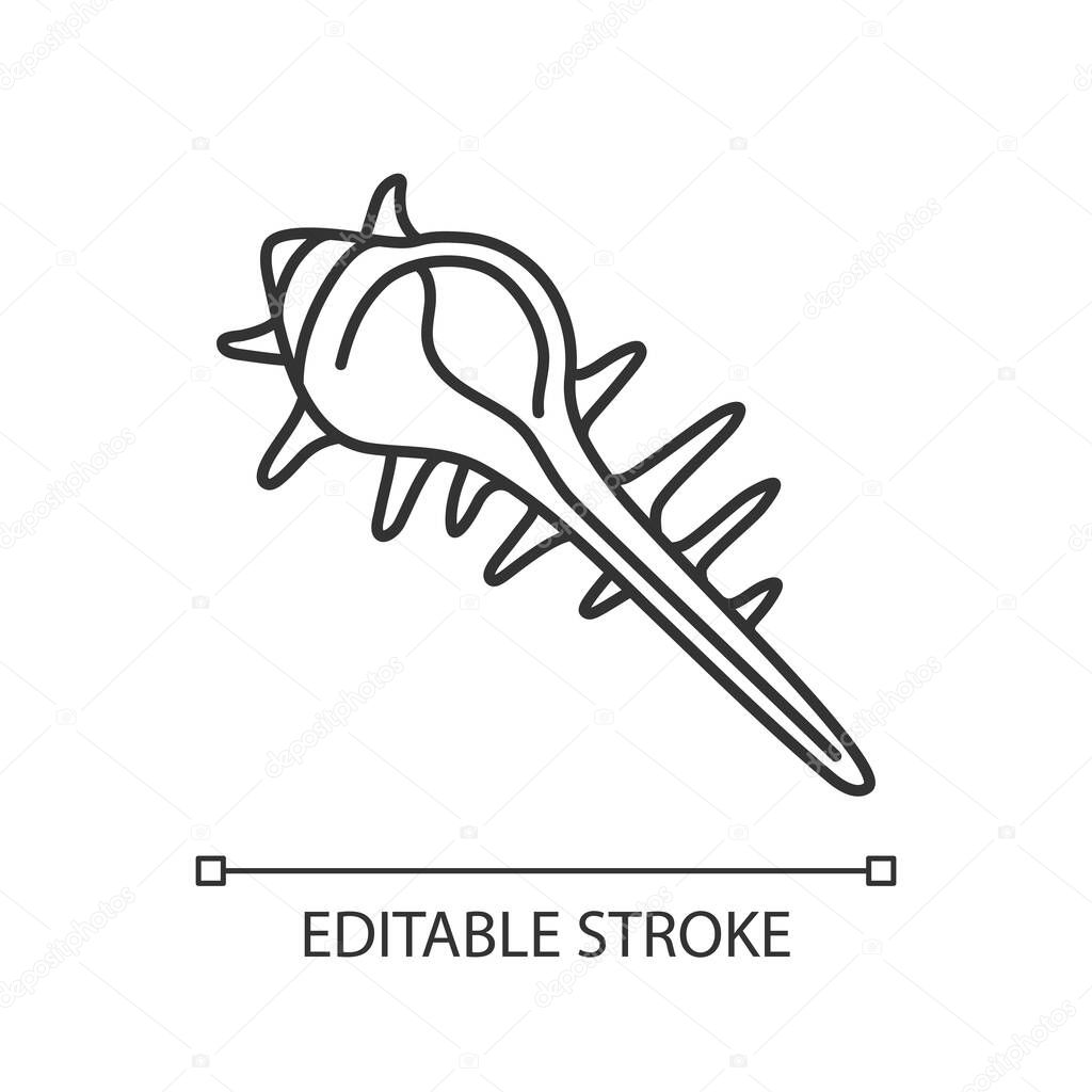 Exótico píxel de concha de mar con pinchos icono lineal perfecto. Cabrón tropical delgada línea ...