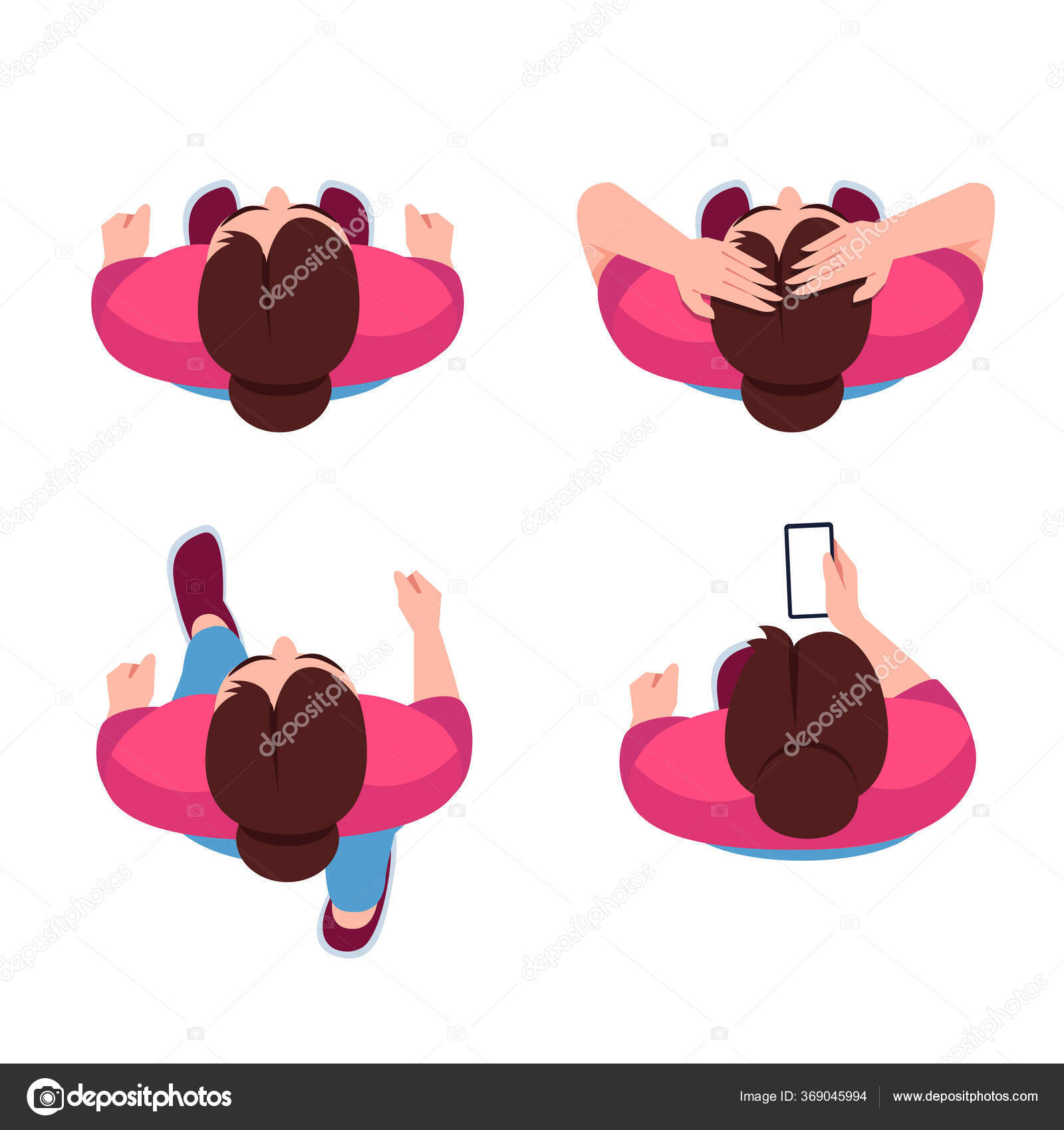 Mujer Posición Plana Vector Ilustraciones Conjunto Persona Avanzando ...