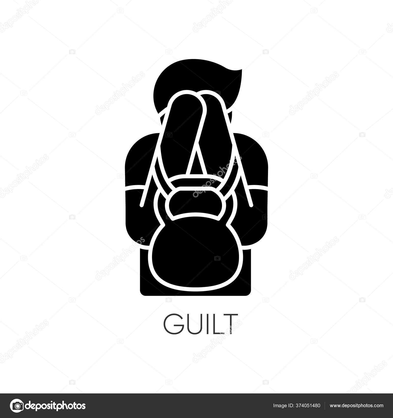 Icono Del Glifo Negro Culpable Hombre Avergonzado Problema Salud Mental ...