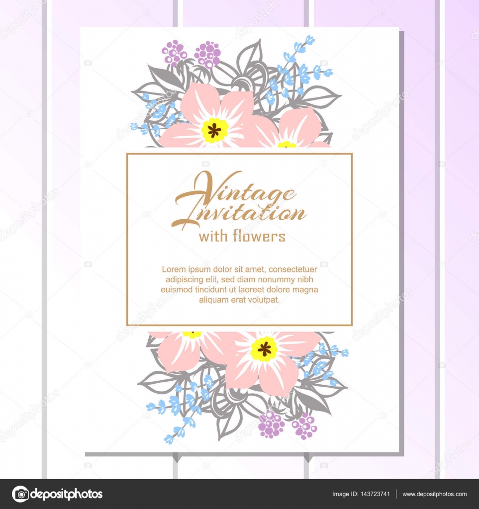 Vintage floral invitation card Stock Vector by ©All-about-Flowers 143723741