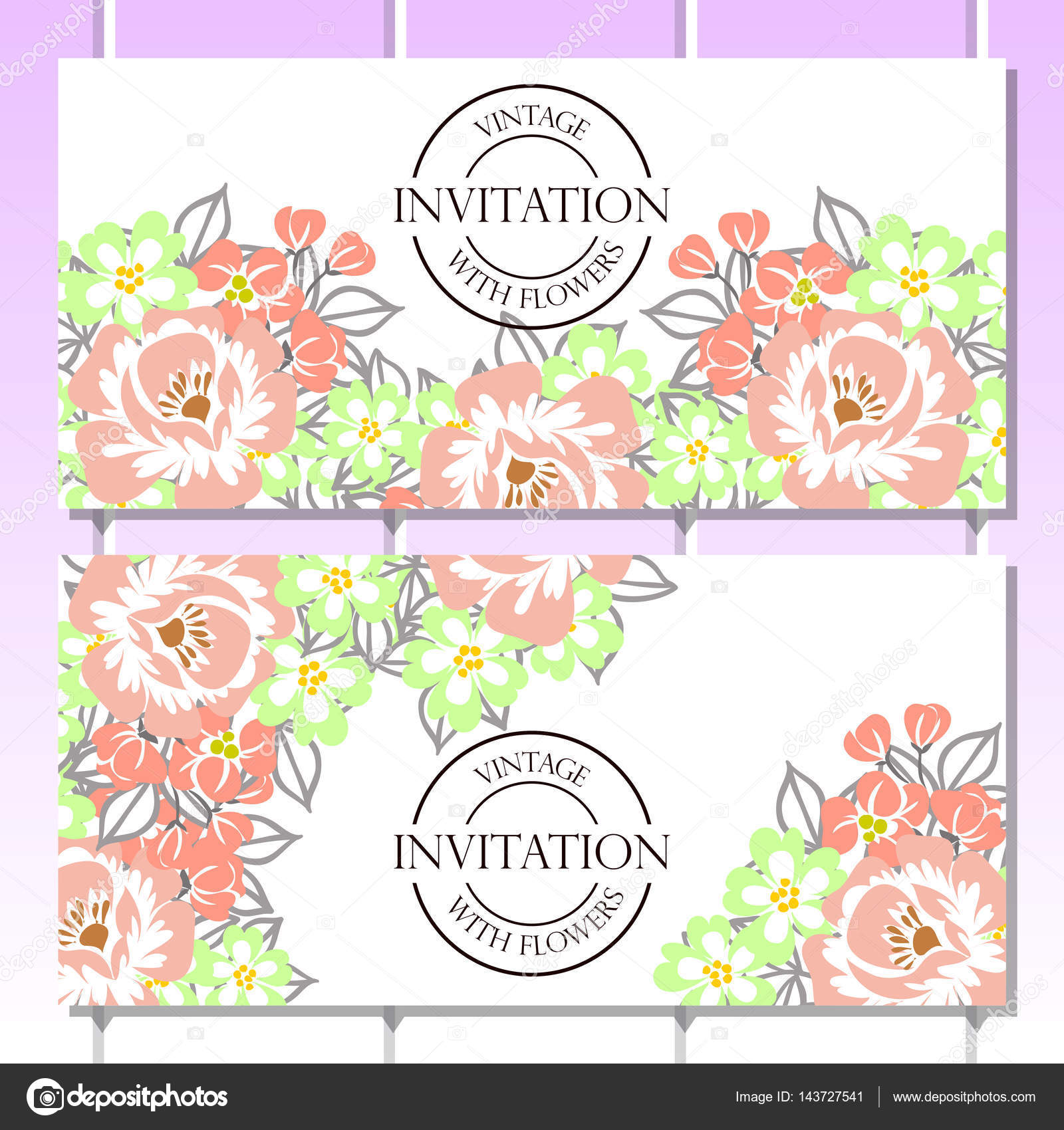 Vintage floral invitation card Stock Vector by ©All-about-Flowers 143727541