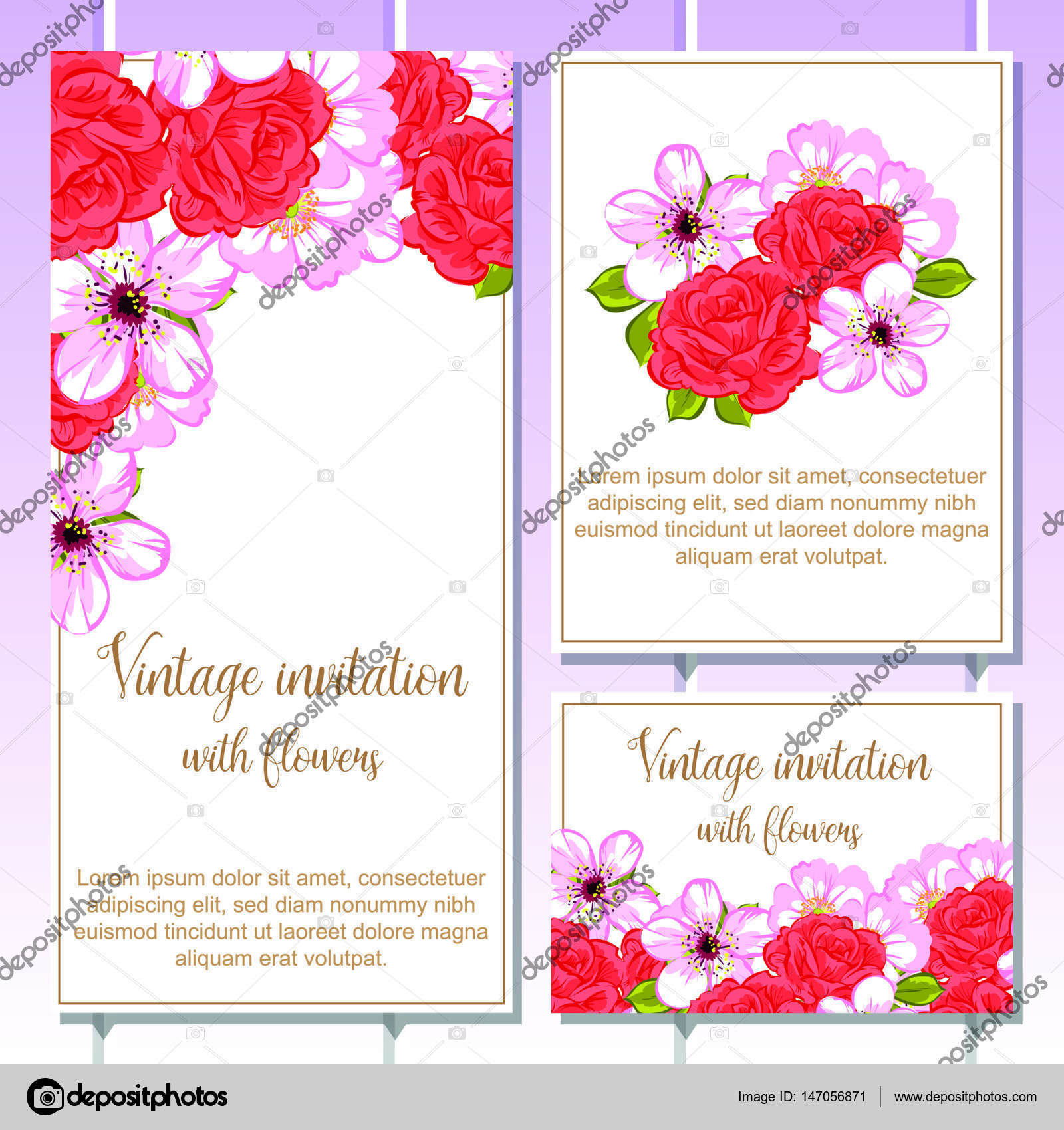 Vintage floral invitation card Stock Vector by ©All-about-Flowers 147056871