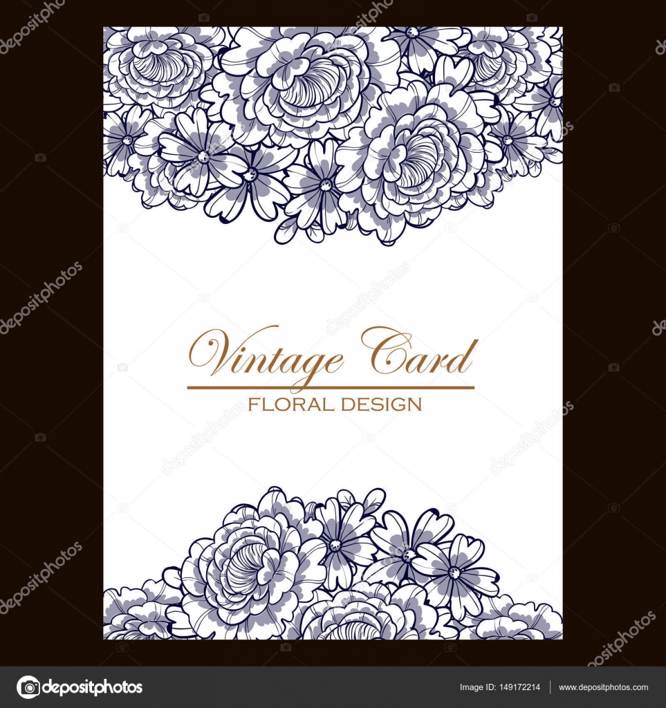 Vintage floral invitation card Stock Vector by ©All-about-Flowers 149172214