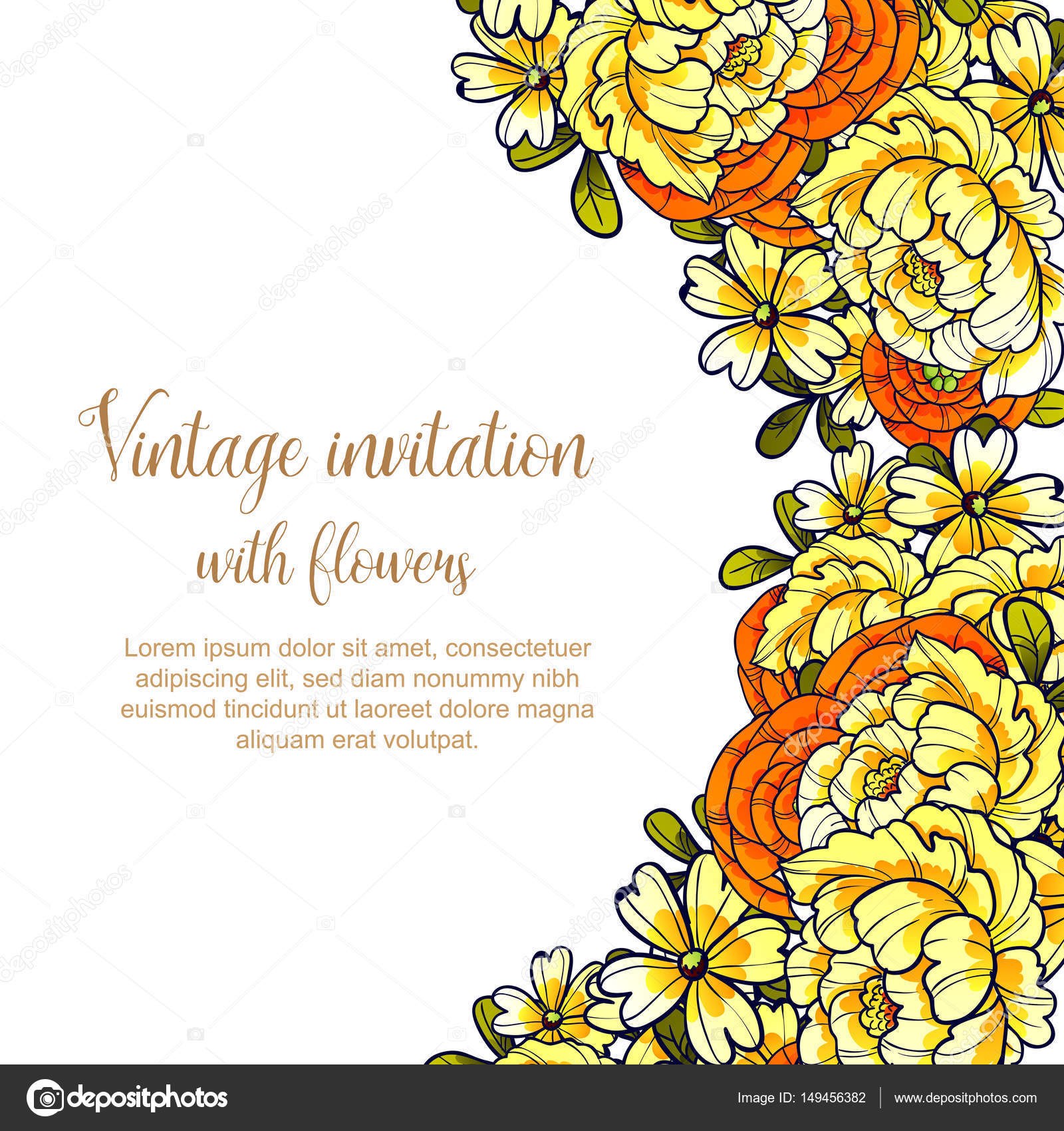 Vintage floral invitation card Stock Vector by ©All-about-Flowers 149456382