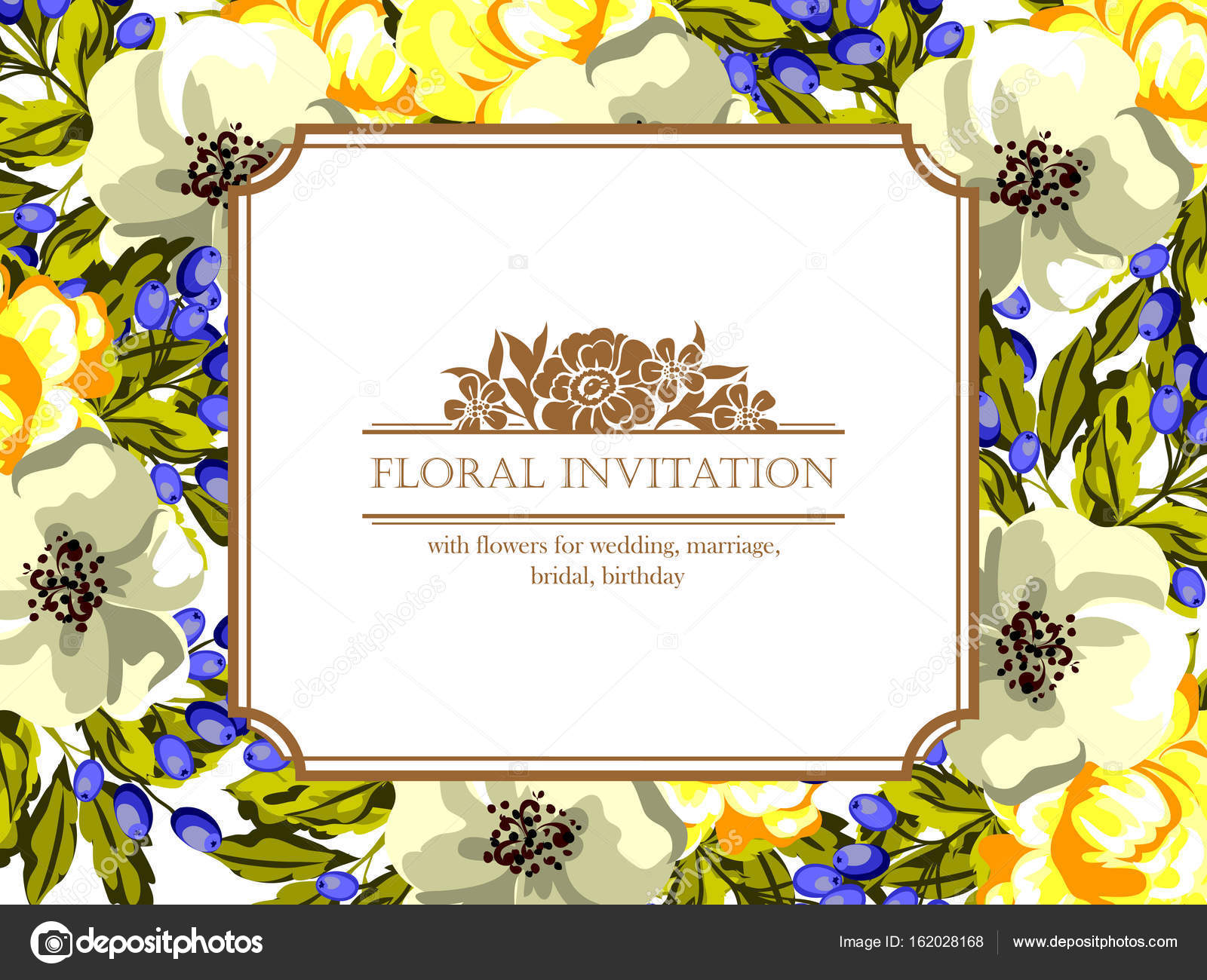 Vintage floral invitation card Stock Vector by ©All-about-Flowers 162028168