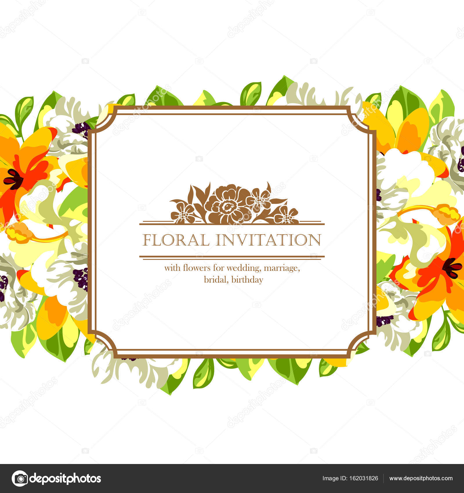 Vintage floral invitation card Stock Vector by ©All-about-Flowers 162031826