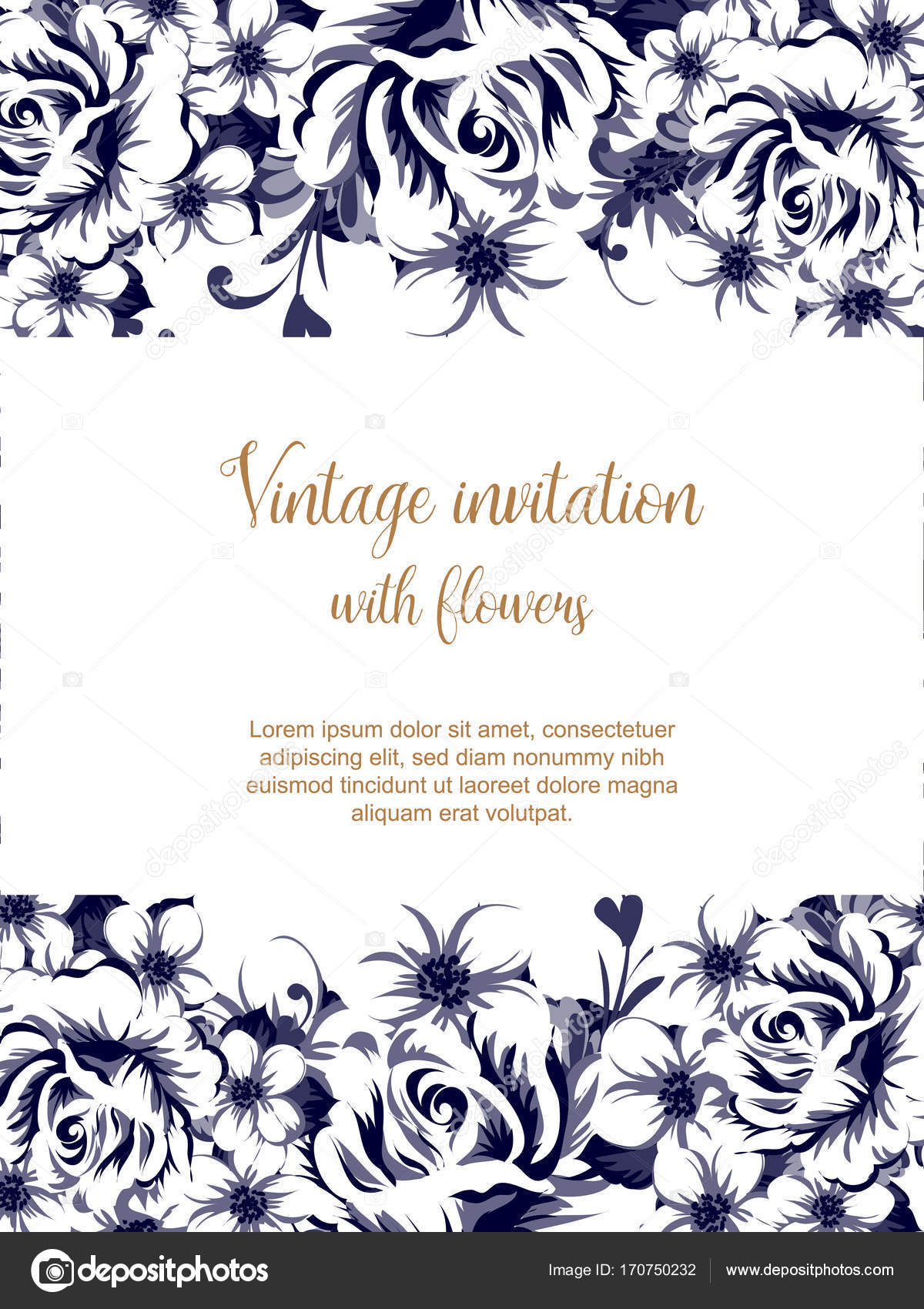 Vintage floral invitation card Stock Vector by ©All-about-Flowers 170750232