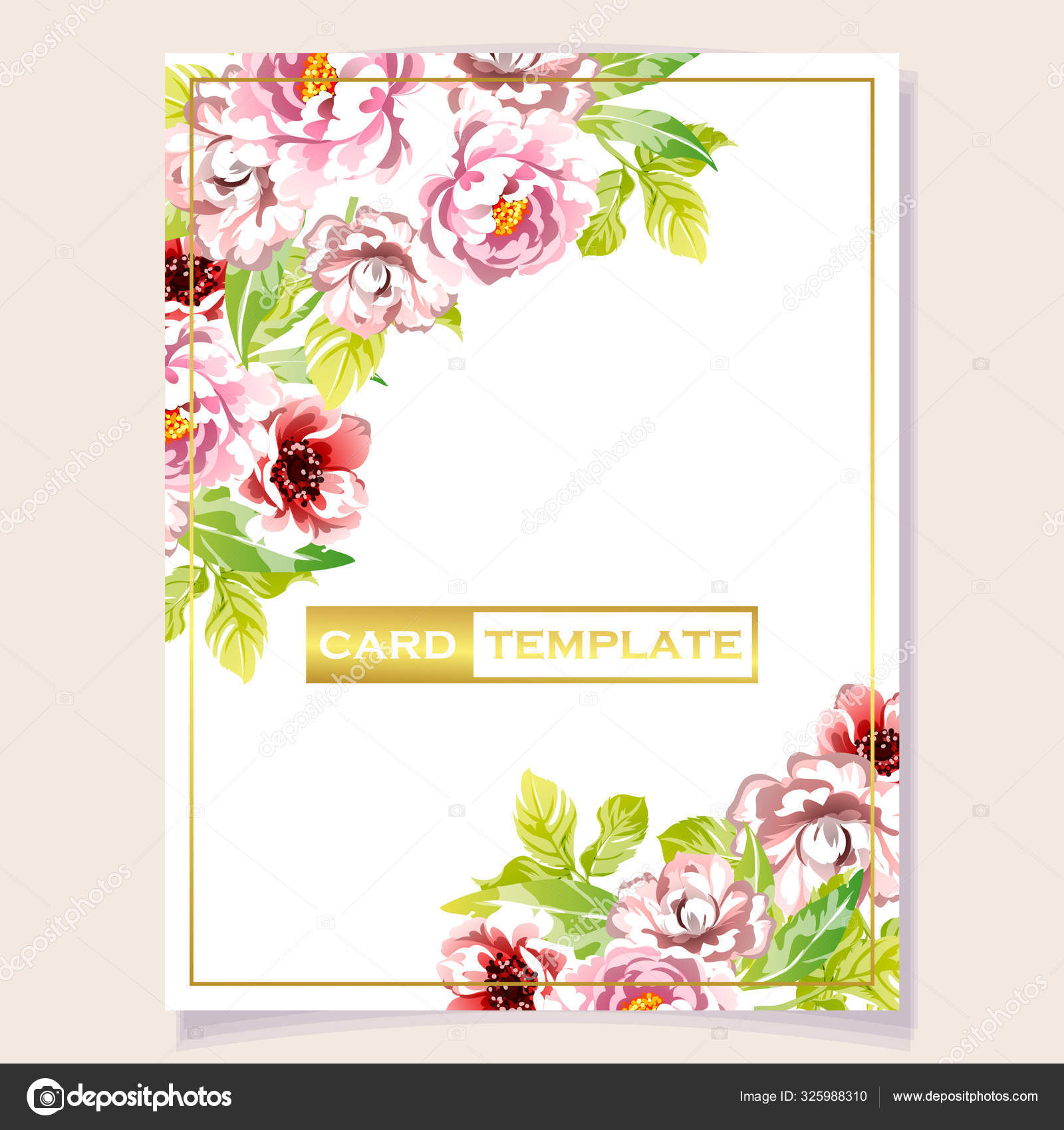 Floral Template Invitation Card Background Vector Illustration Stock ...