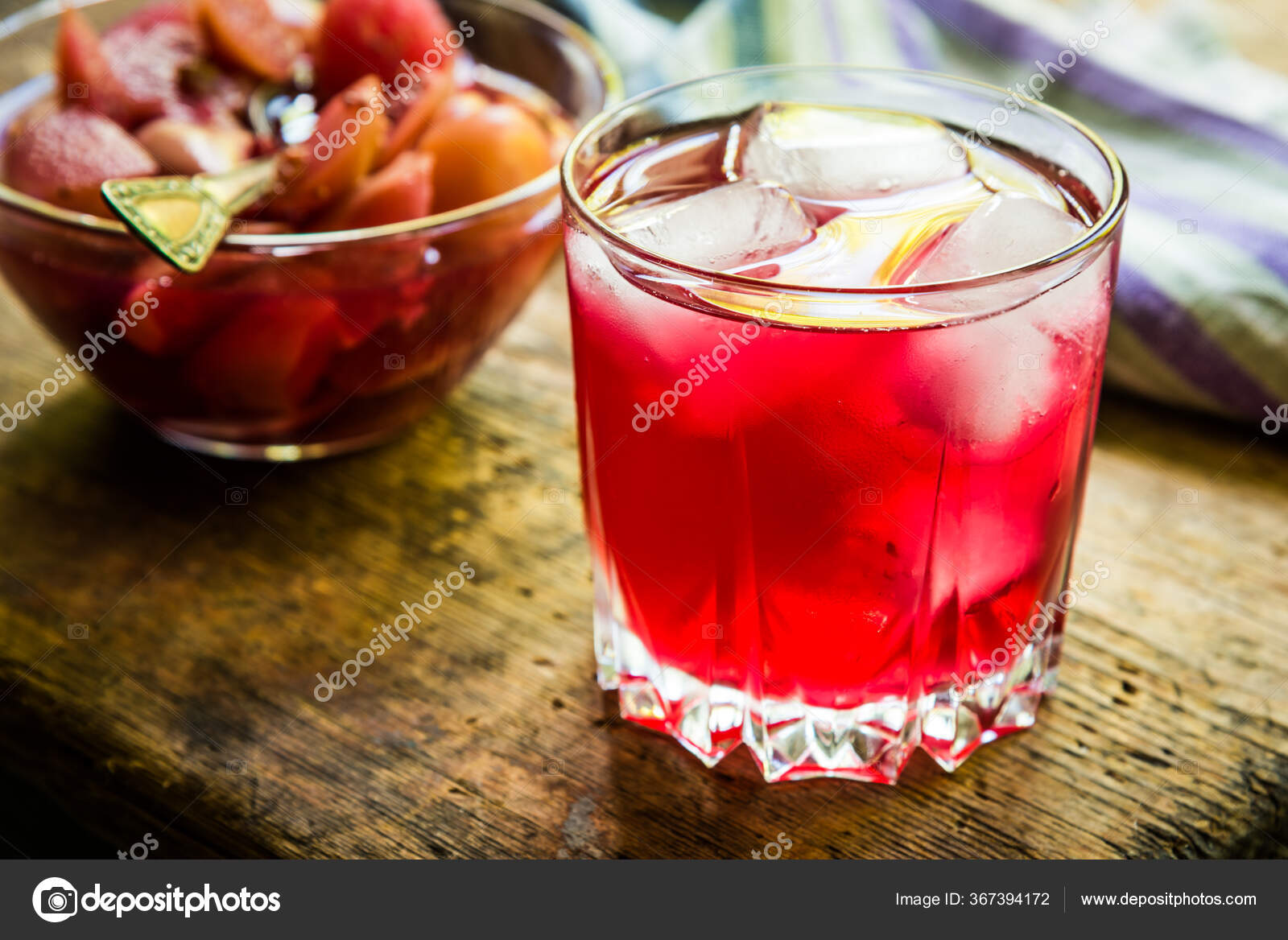 Red Fruit Drink Ice Rustic Background Stock Photo by ©imarksm 367394172