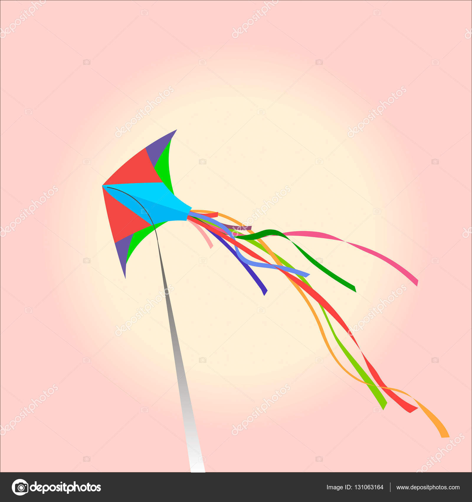 Bright kite in flight; vector illustration. Stock Vector by ©BalaguR ...