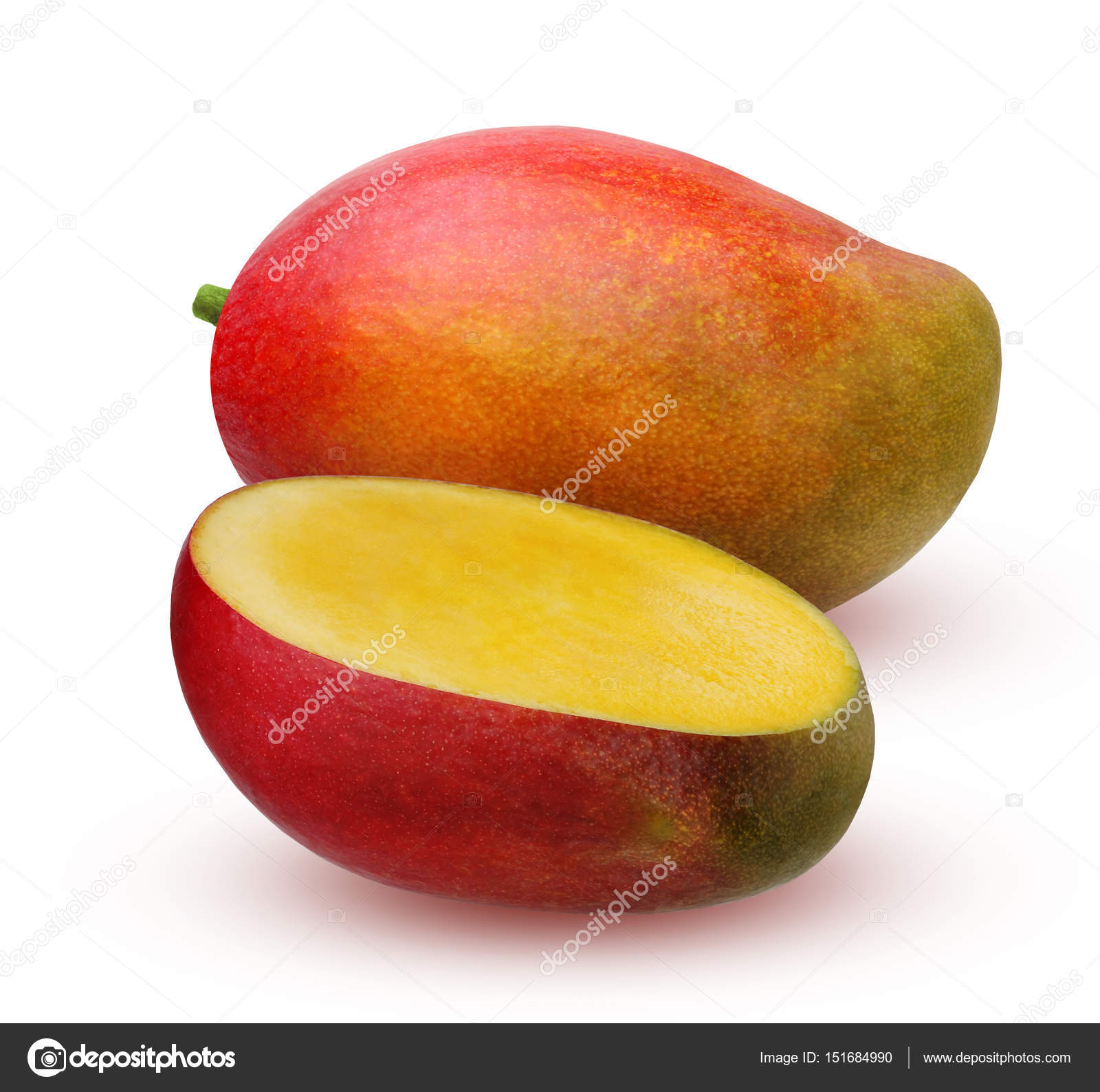 Mango whole and half isolated on white background. — Stock Photo ...
