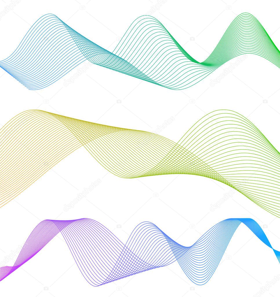 Design element wavy ribbon from many parallel lines42 — Stock Vector ...